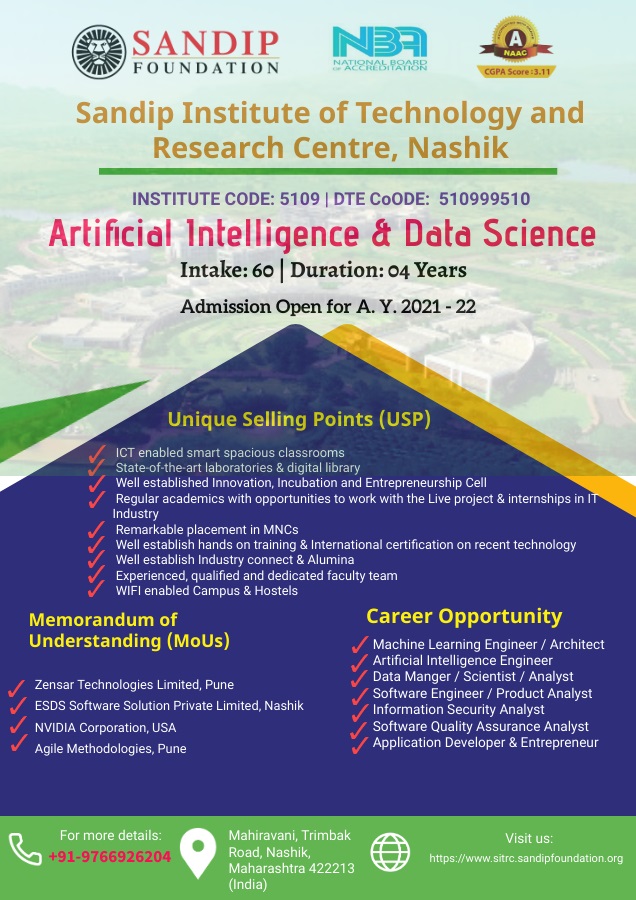 Engineering admissions 2021 | Best Engineering Colleges in Nashik - SITRC Sandip Foundation